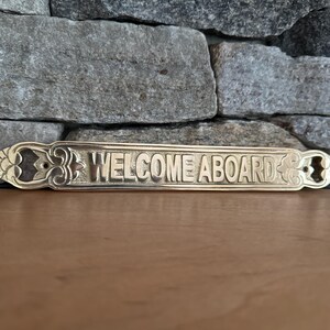 WELCOME ABOARD | Sign | Polished Brass| Man Cave | She Shed | Enby ...