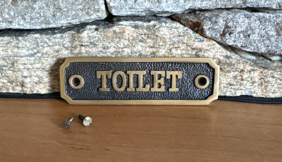 TOILET Sign in Antique Brass | Vintage | Old Fashioned | Commercial ...