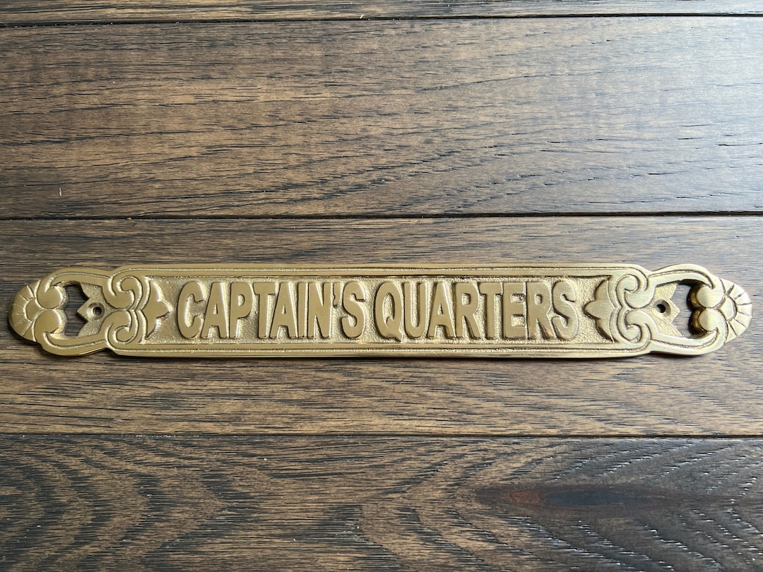 CAPTAIN'S QUARTERS | Sign | Nautical | Polished Brass| Man Cave | She ...