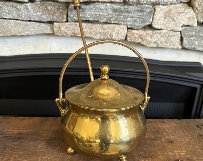 Vintage Brass Fire Pot | Cauldron With Brass Lid and Torch | Magic ...