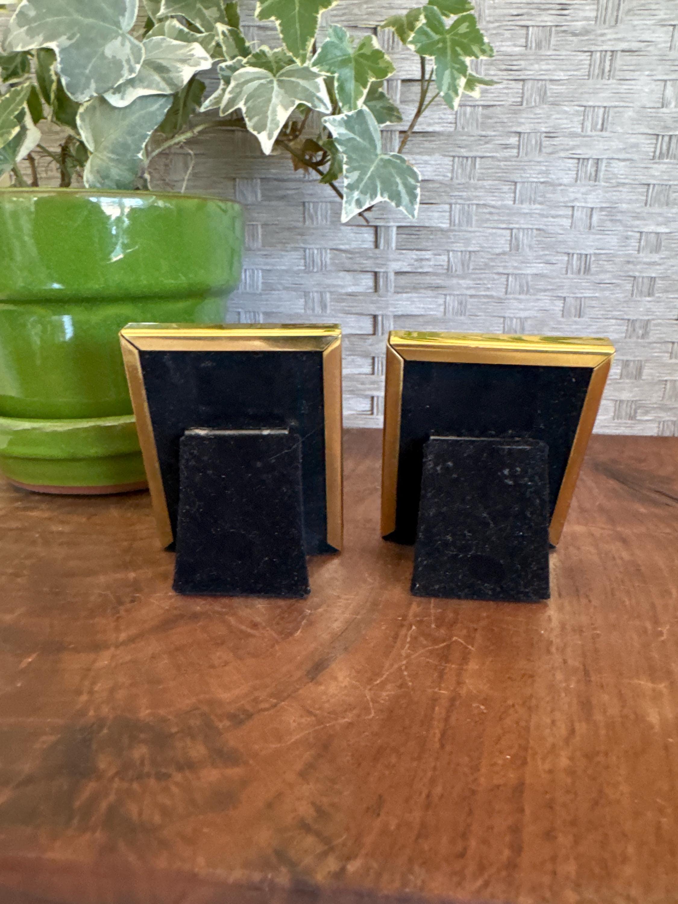 Vintage Brass Pair of Small Square Picture Frames | 1.5 X 2.5 Inch ...