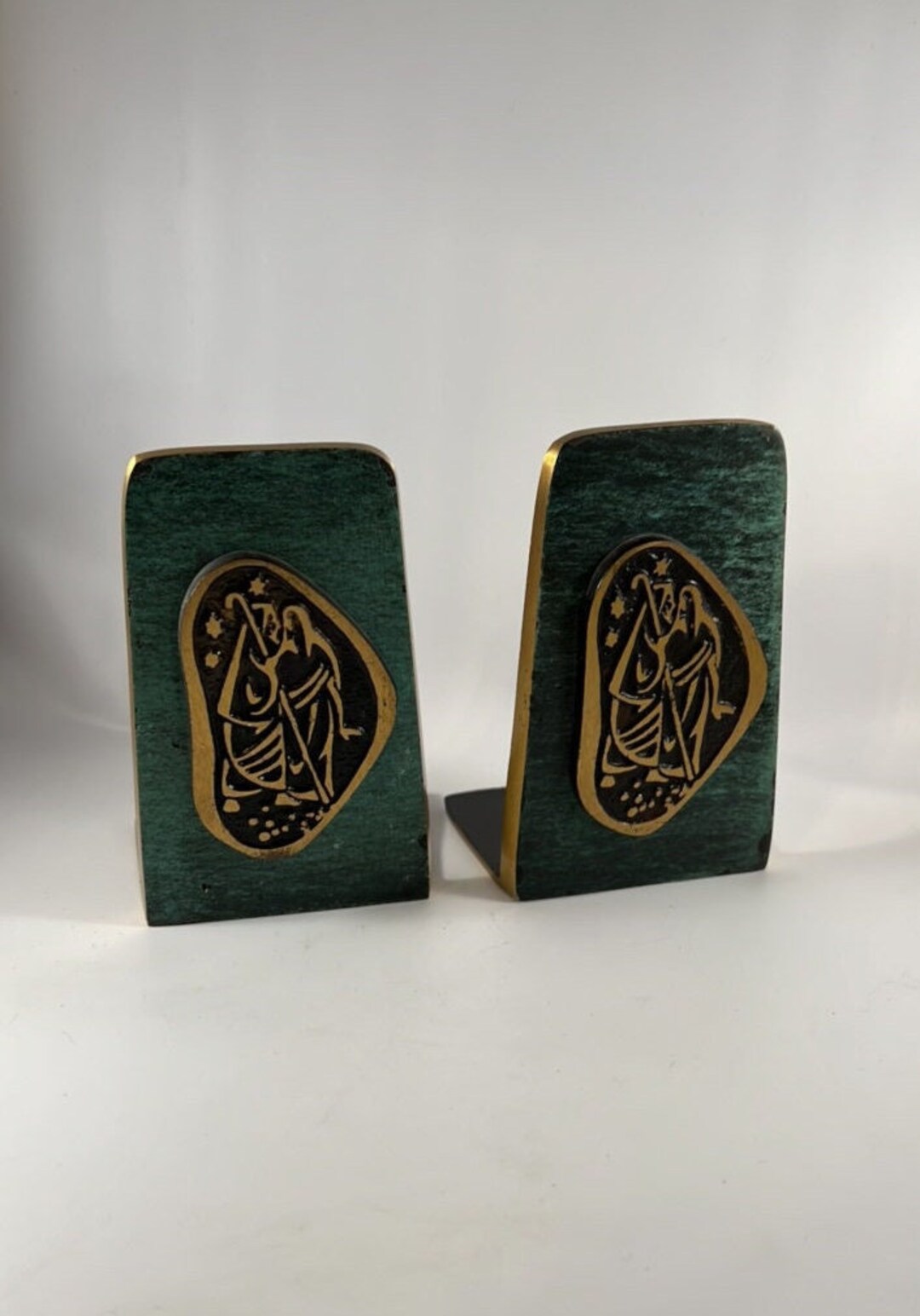 Vintage Brass Enameled Pair of Dayagi Israel Bookends | Symbol | Magi ...