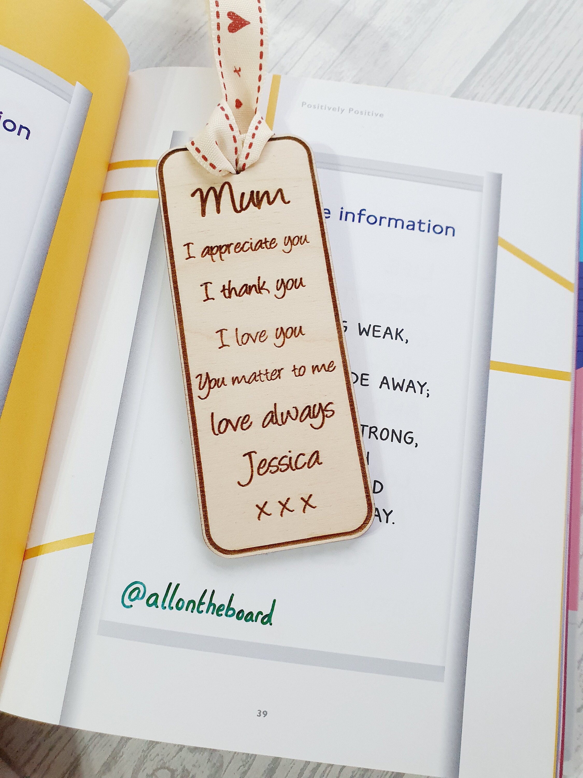 Mothers Day Bookmark, Mother's Day Gift, Personalised Wooden Bookmark ...