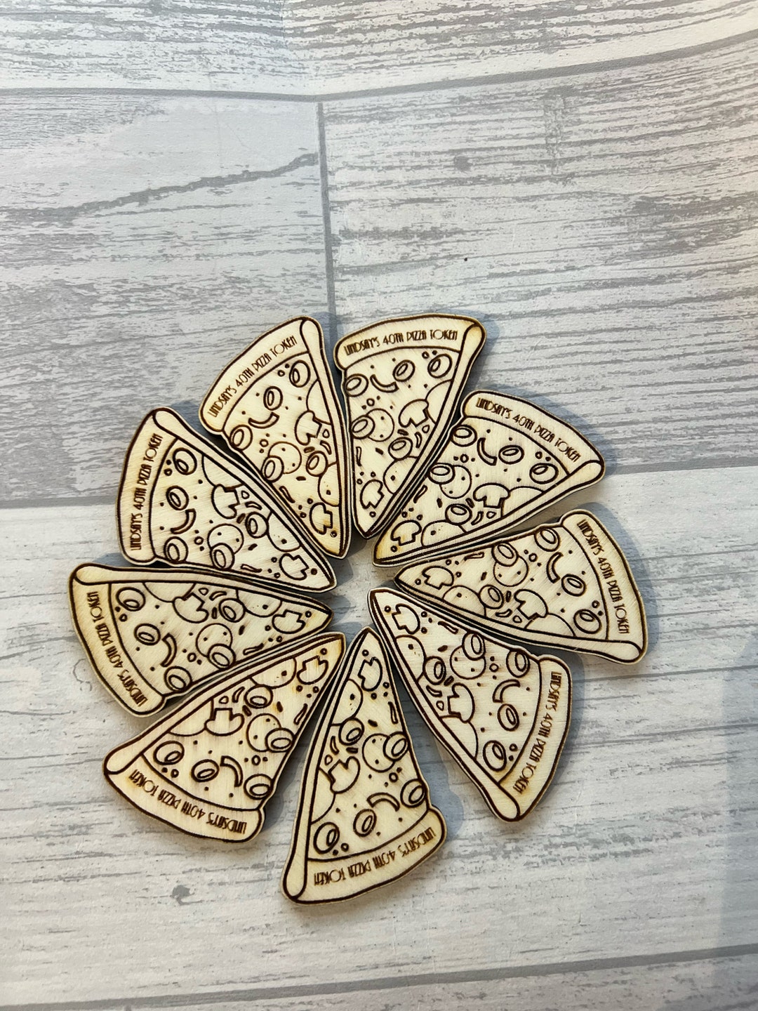 Wooden Pizza Tokens Pizza Tokens Pizza Party Favours Party Favours ...