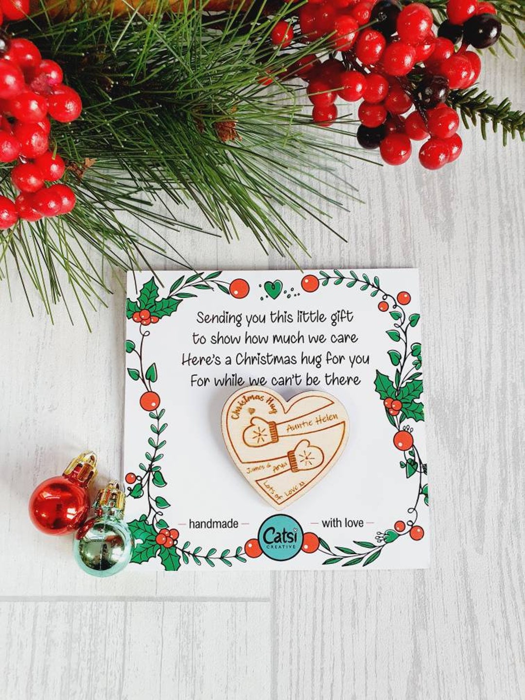 Personalized Wooden Christmas Pocket Hug: Sentimental Gift - Etsy
