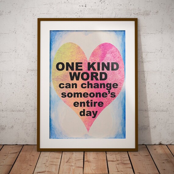 Kindness Poster INSTANT DOWNLOAD One Kind Word English - Etsy