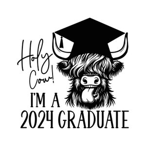 2024 Graduate SVG, Highland Cow SVG, Graduation SVG, Funny Graduation ...