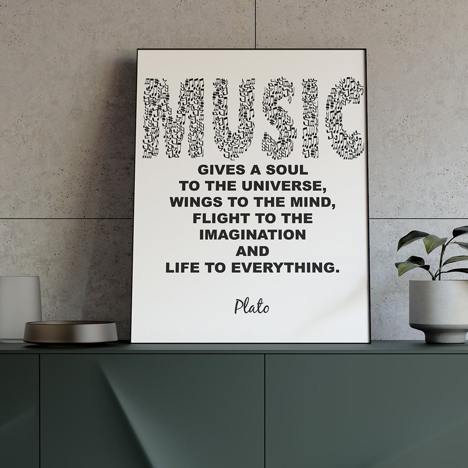 Music Quote Print, Music Quote Wall Art, Music Gift, Music Plato Music ...