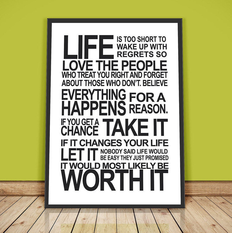 Mindfulness Print Life is Too Short Print INSTANT DOWNLOAD | Etsy