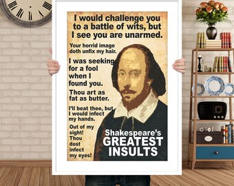 Shakespeare Print Funny Shakespeare Poster English Classroom | Etsy