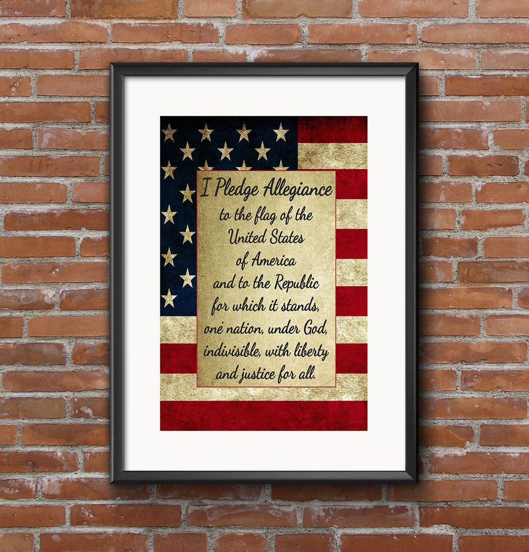 Patriotic Flag Art, Flag Art, Patriotic Sign, Pledge of Allegiance Flag ...