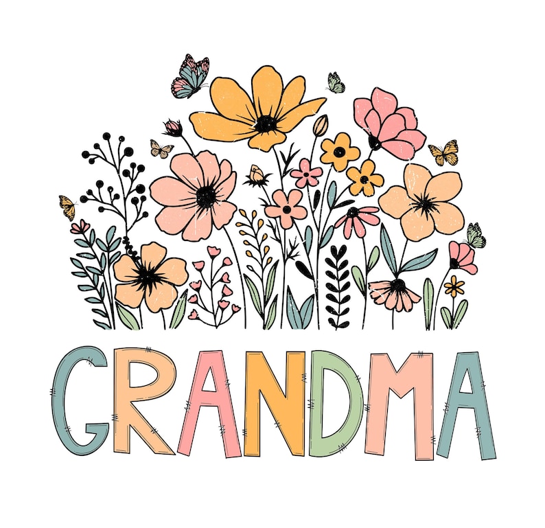 Floral Grandma PNG: Wildflower Mother's Day Design (digital Download ...