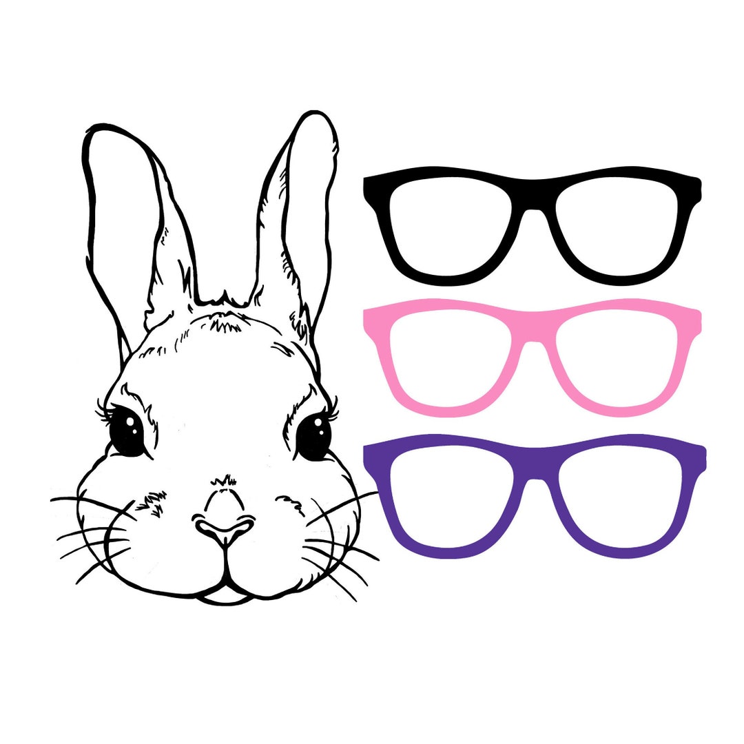 Easter Bunny With Glasses SVG, Bunny With Glasses, Bunny With Glasses ...
