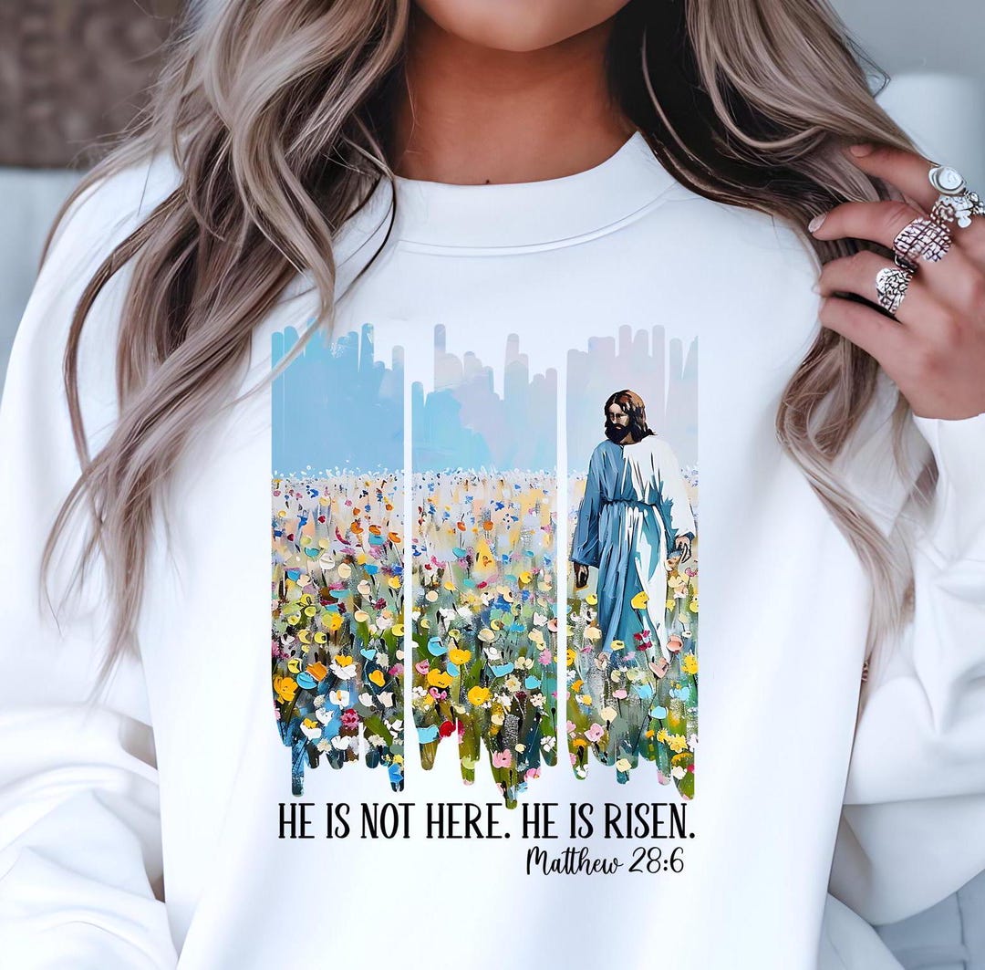 He is Risen PNG: Boho Easter Wildflower Sublimation Design (digital ...