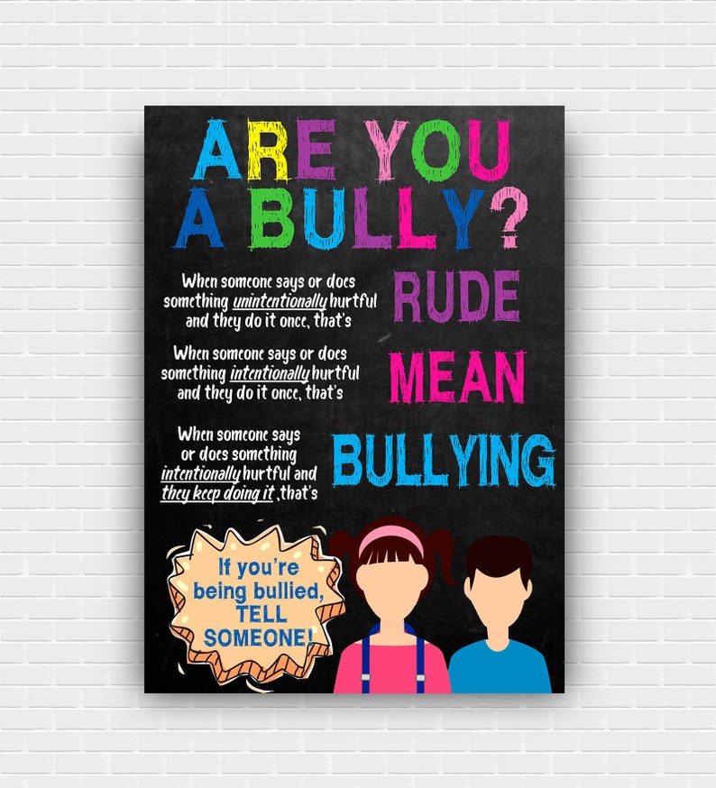 Anti Bully Poster Classroom Decor Counselor Office Decor Etsy