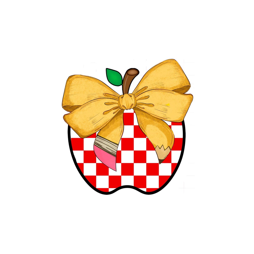 Apple Bow, Back to School PNG, Teacher PNG, Sublimation Design, Digital ...