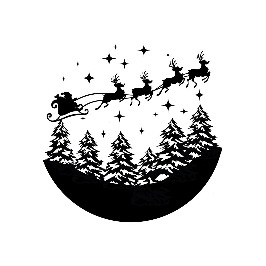 Santa's Sleigh & Reindeer SVG: Christmas Holiday Cut File (PNG, DXF) - Etsy