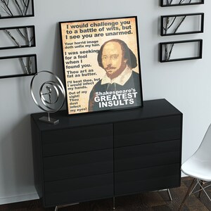 Shakespeare Insults Print, Funny Class Poster, Literary Print. English ...