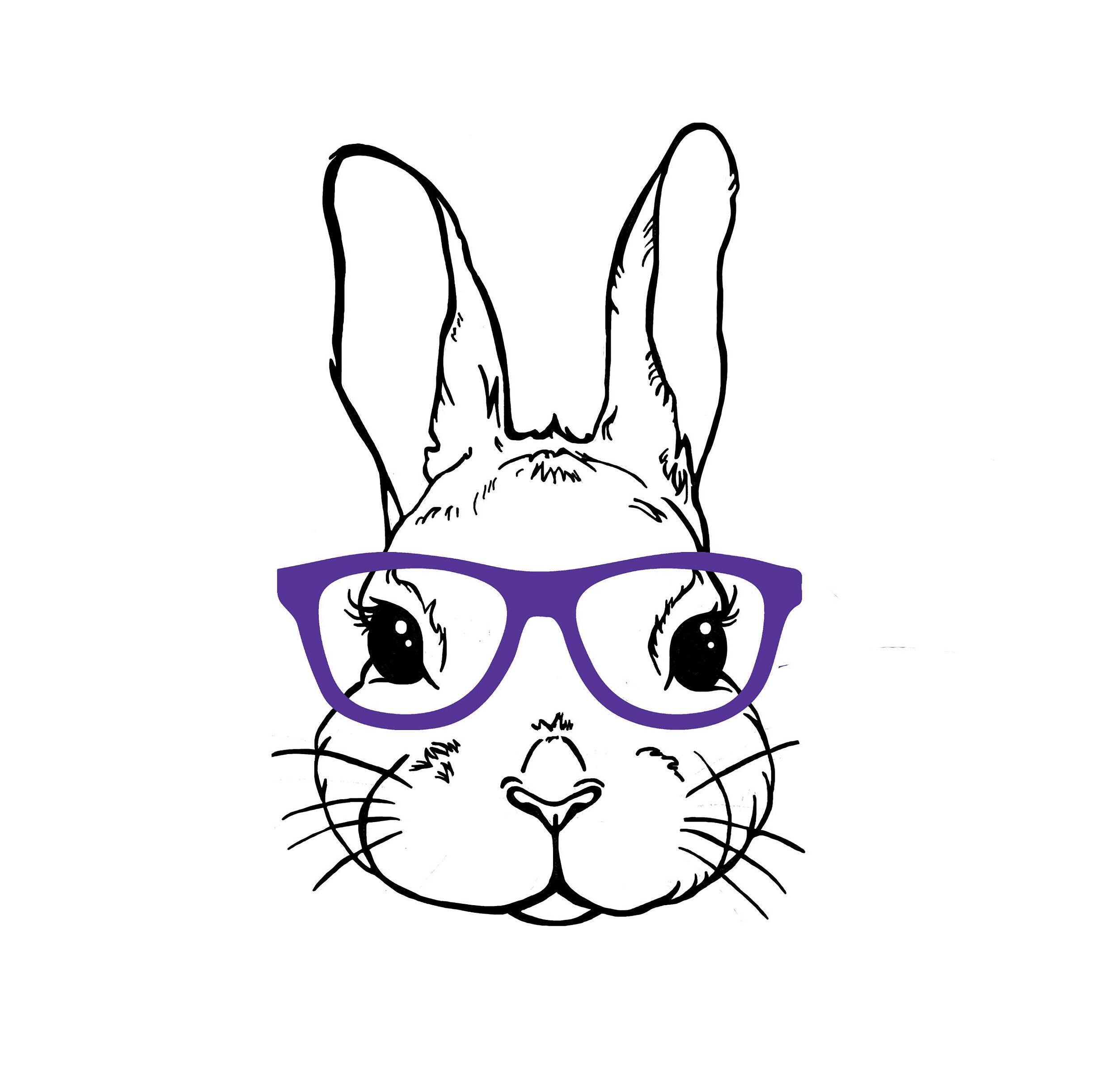 Easter Bunny With Glasses SVG Bunny With Glasses Bunny With | Etsy