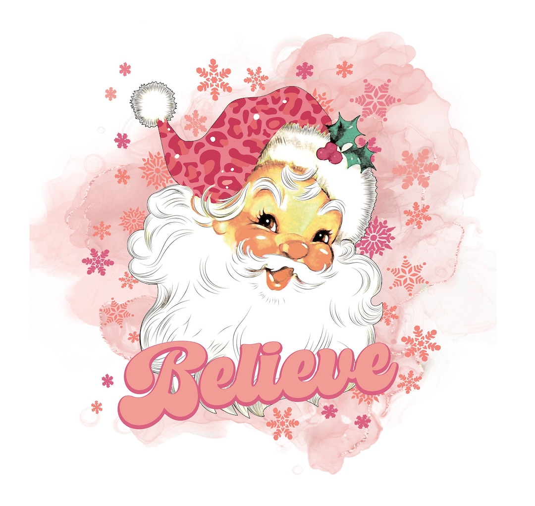 Retro Pink Santa Claus, Believe Png, Christmas Sublimation, Pink ...