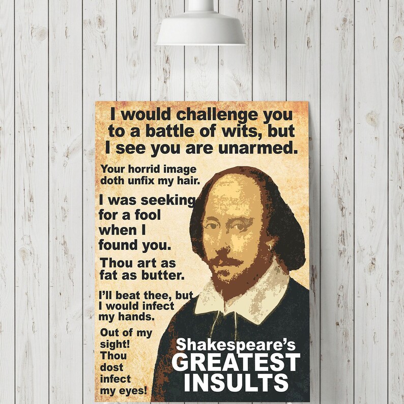 Shakespeare Insults Print Funny Class Poster Literary Print. - Etsy