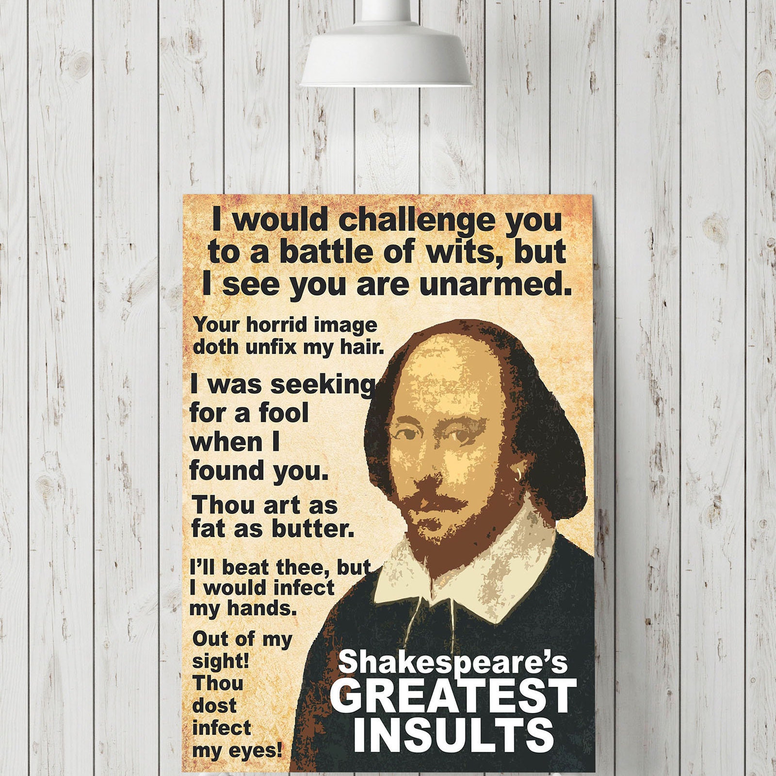 Shakespeare Insults Print Funny Class Poster Literary Print. - Etsy UK