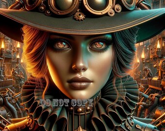 3d Imitation Grayscale Image of a Steampunk Witch. Perfect for Laser ...