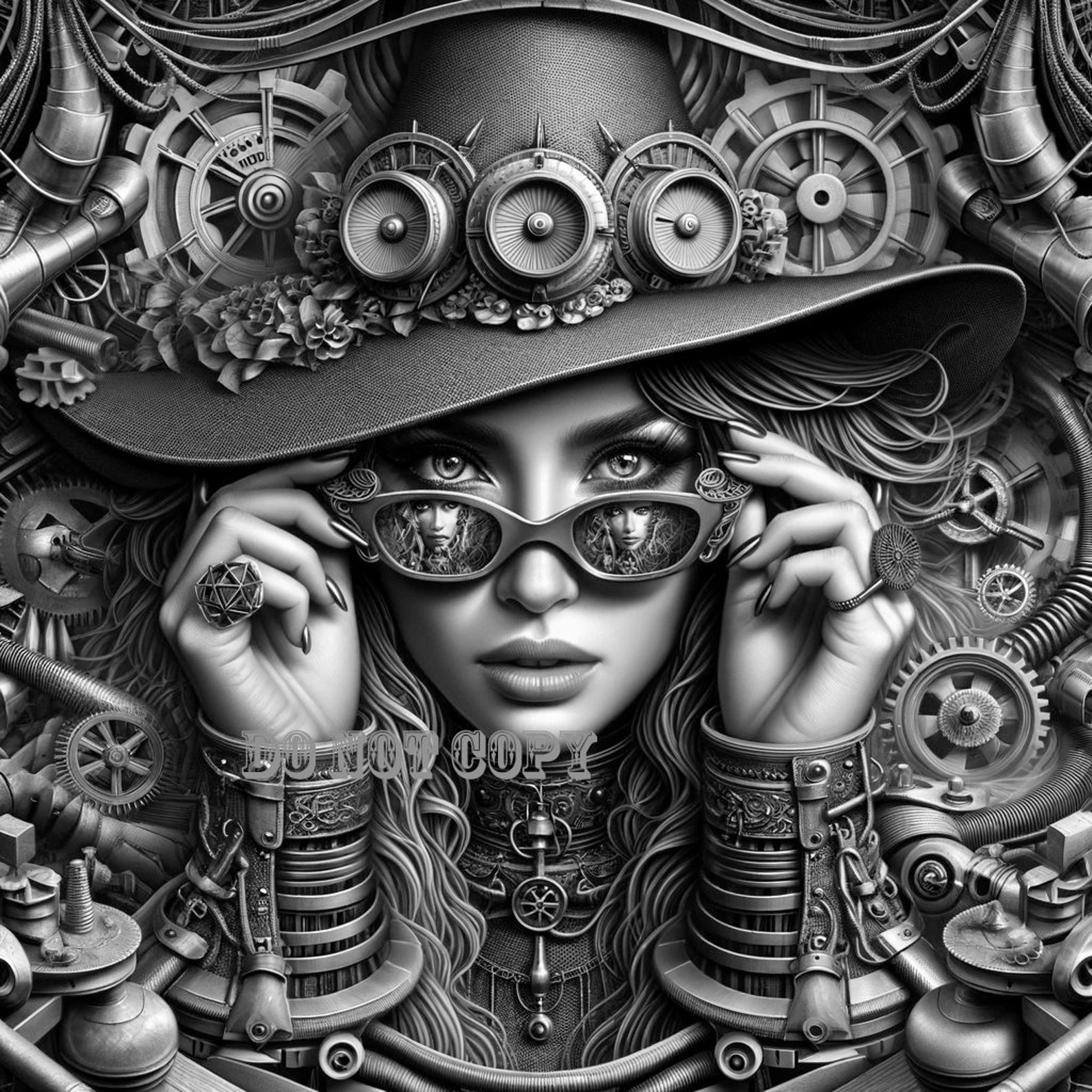 3d Imitation Grayscale Image of a Steampunk Witch. Perfect for Laser ...