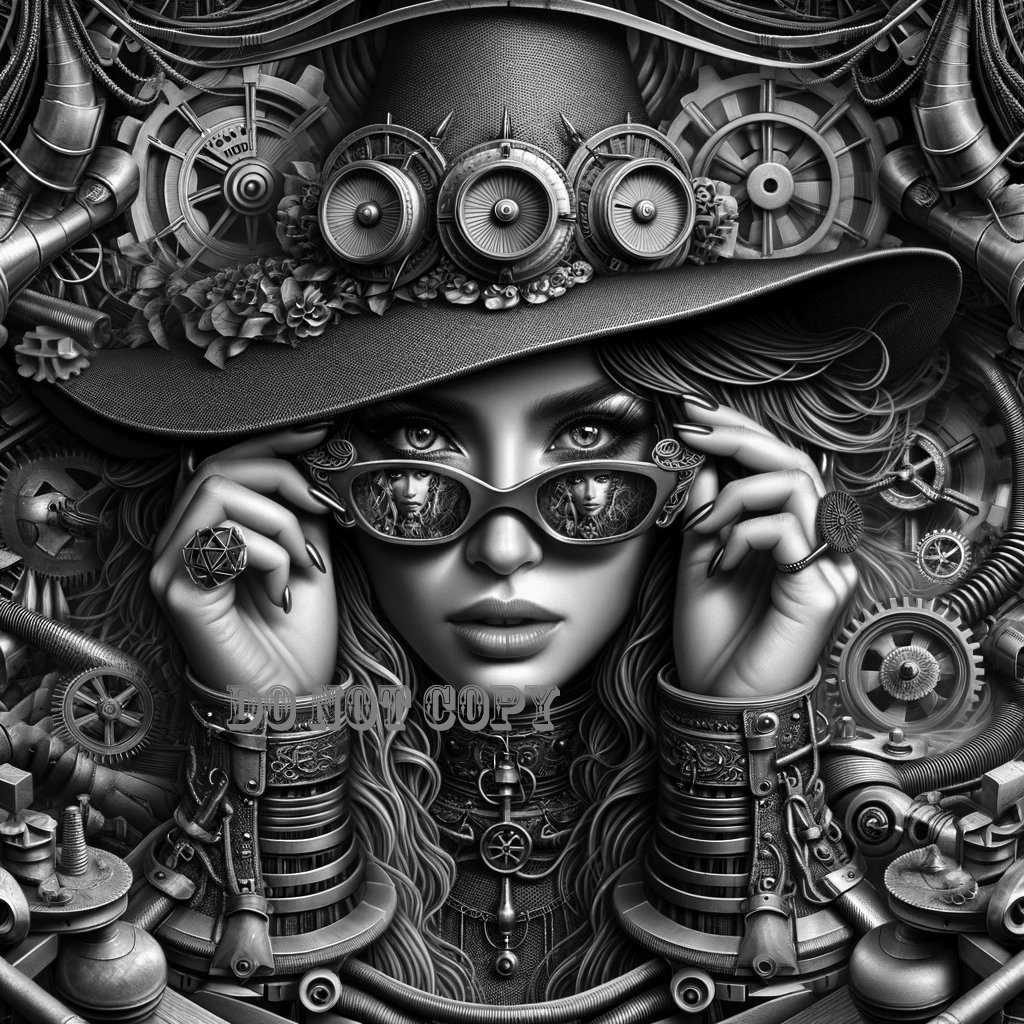 3d Imitation Grayscale Image of a Steampunk Witch. Perfect for Laser ...