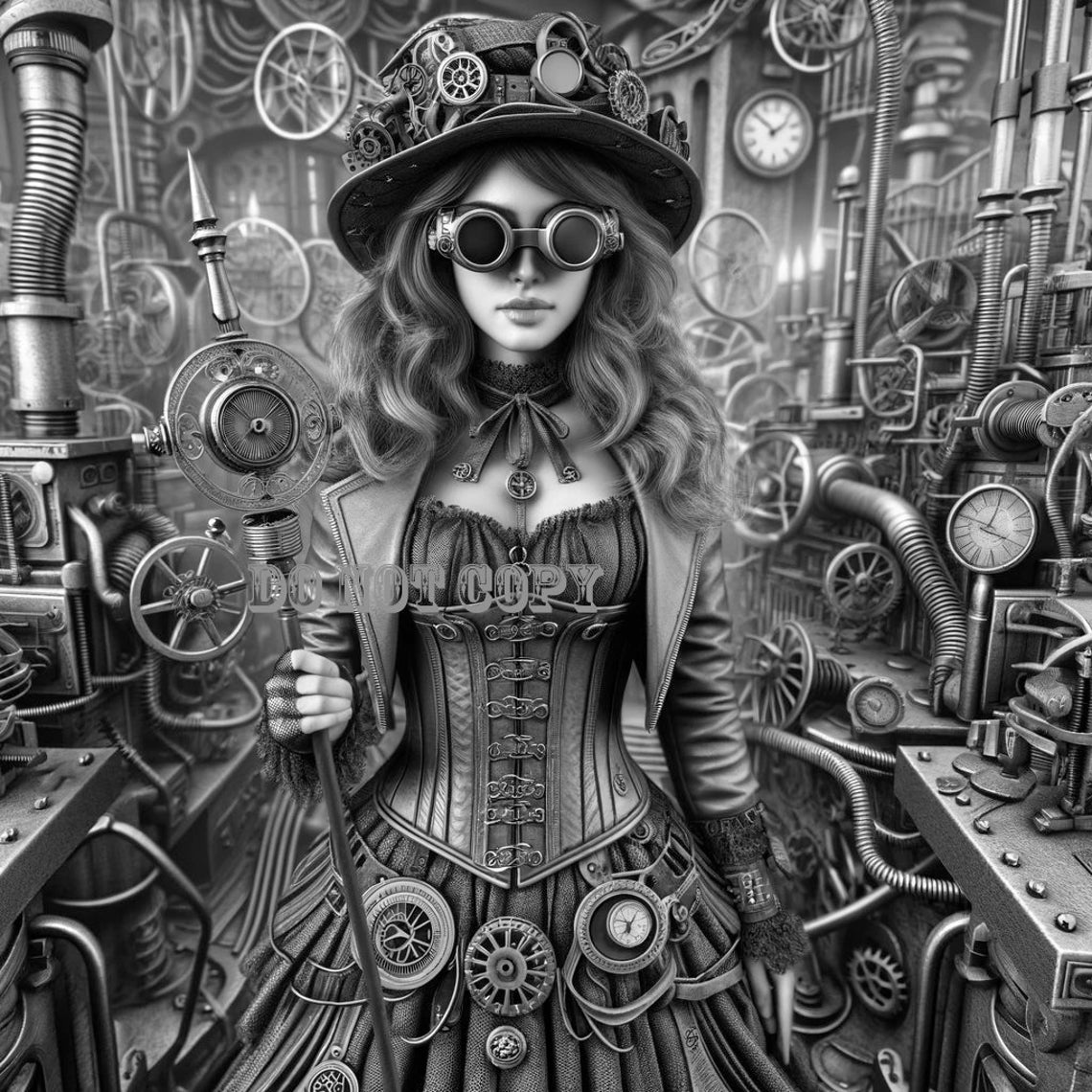 3d Imitation Grayscale Image of a Steampunk Witch. Perfect for Laser ...