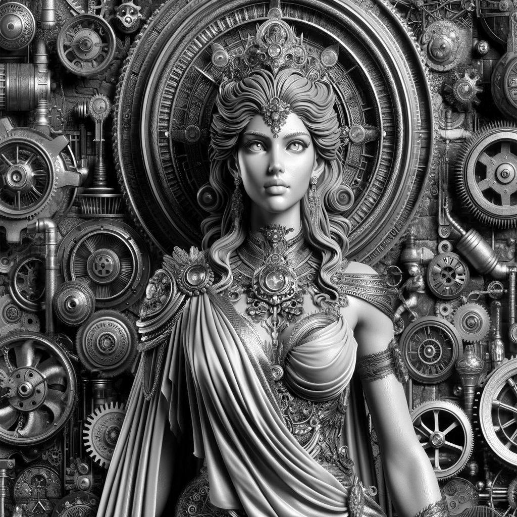 3d Imitation Grayscale Image of a Steampunk Goddess. Perfect for Laser ...
