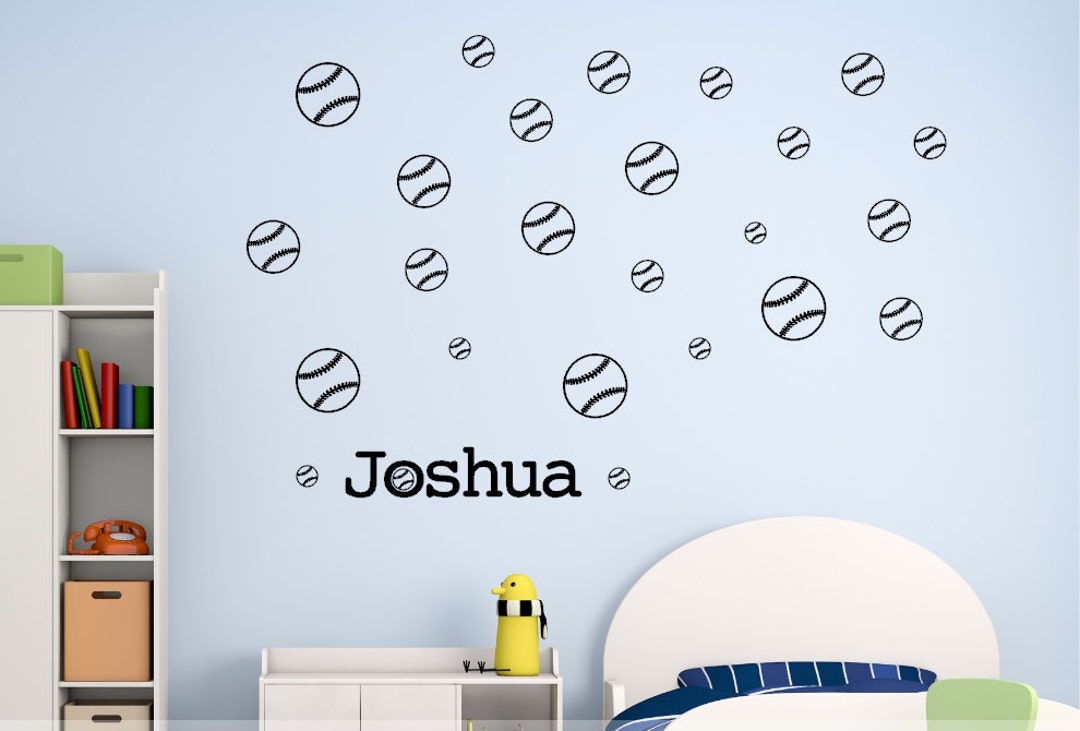 Personalized: Custom Name and 20 Baseball Decals, Choose 2 Colors - Etsy