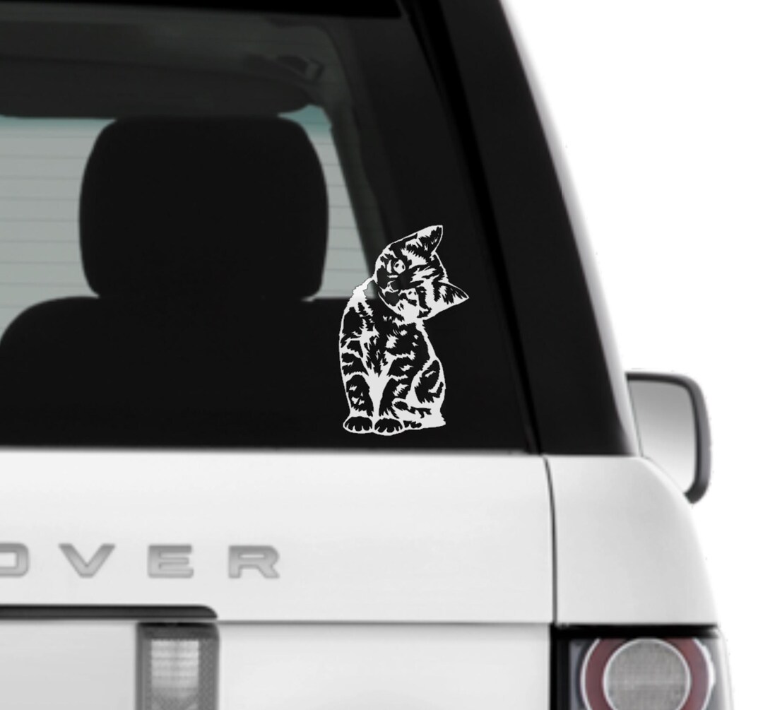 Curious Cat Car Window Decals, Cute Cat Vinyl Car Window Decal ...