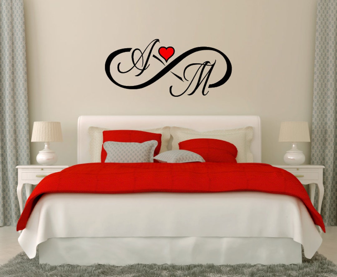 Infinity Symbol Wall Decals With Heart and Custom Initials - Etsy