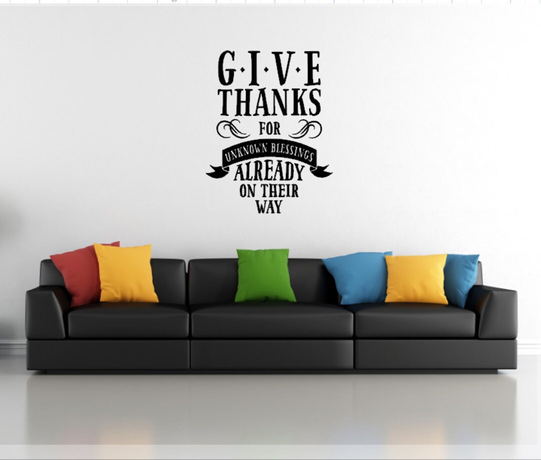 Give Thanks Vinyl Wall Decal, - Etsy
