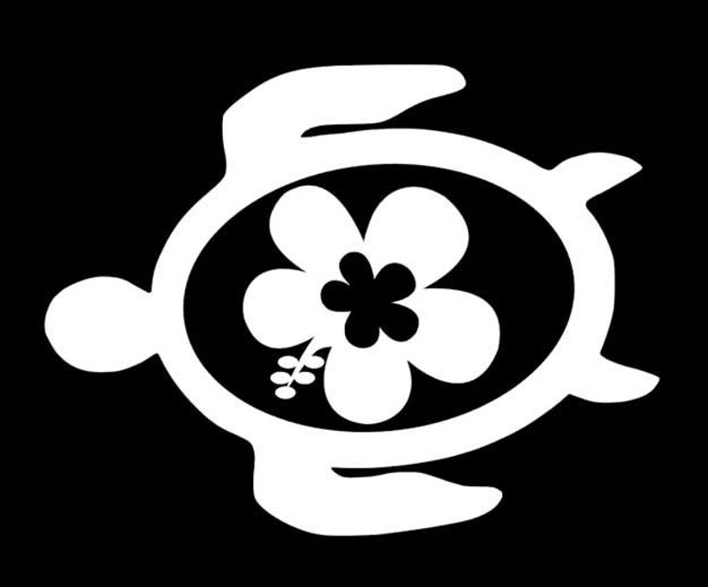 Car Window Decals, Sea Turtle With Hibiscus Flower Vinyl Car Window ...