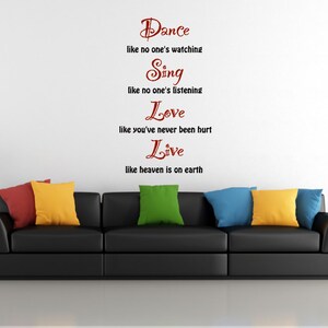 Dance, Sing, Live, Love Vinyl Wall Decal, Choose 2 Colors - Etsy