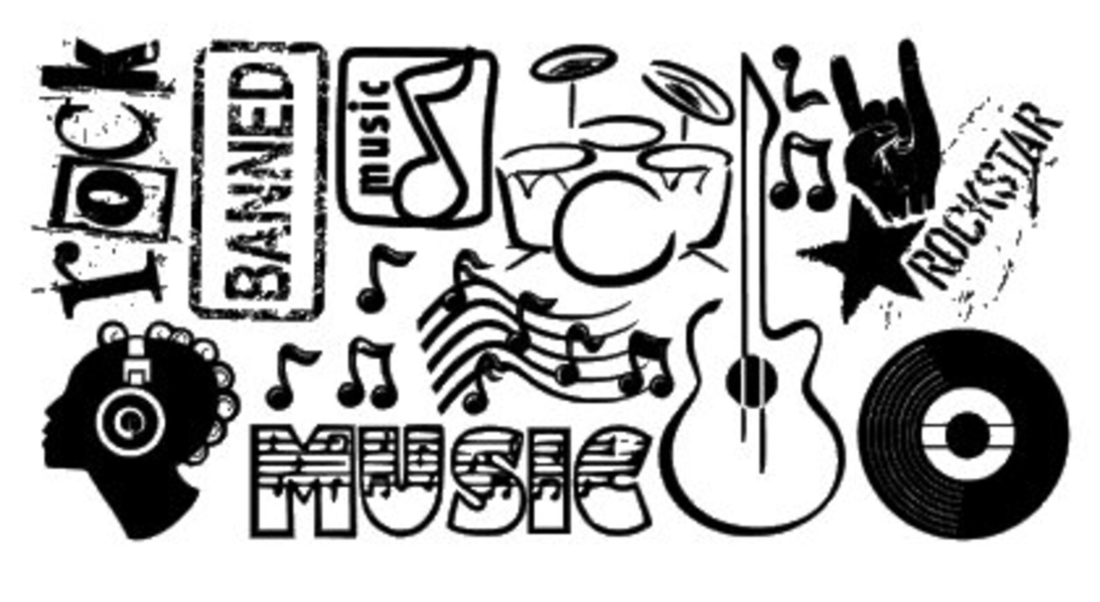 Retro Wall Decals, Vintage 70's, Art, Music, Expressions, Bricks, Ink ...