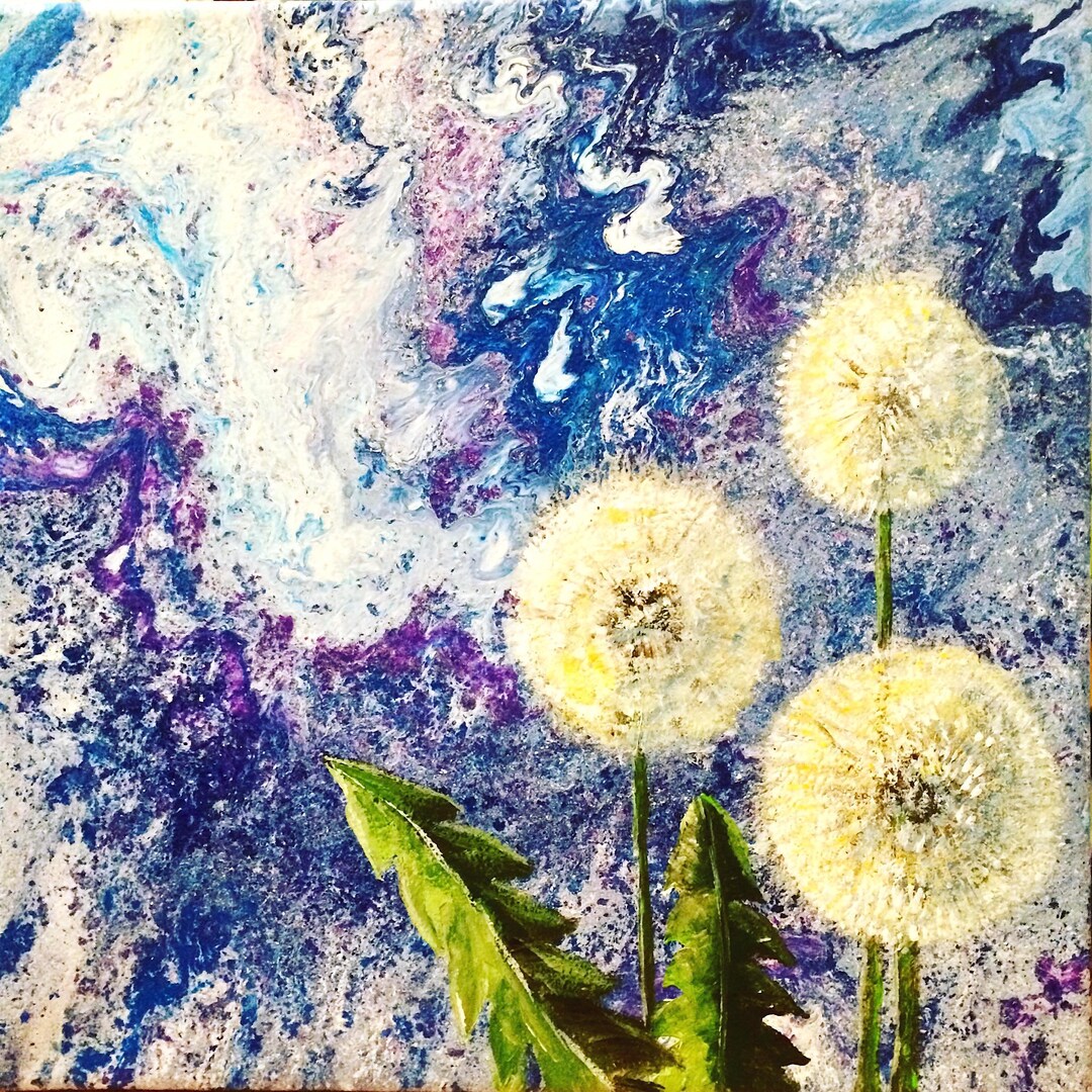 Dandelions, Original Still Life, Small Spring Bouquet, Flower Canvas ...