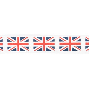 Union Jack Flags on White Satin Ribbon, 20mm (3/4in) Wide *per 1 Metre ...