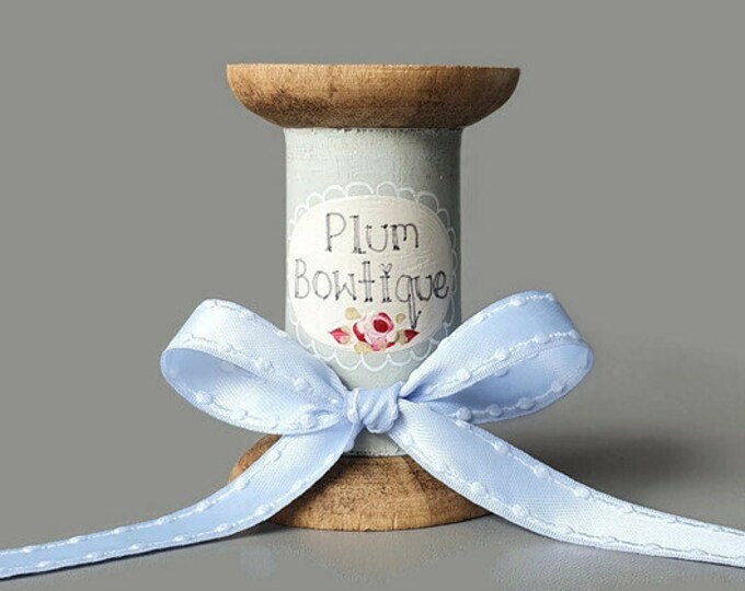 Light Blue Knotted Edge Dobby Spot Satin Ribbon, 10mm 3/8in Wide sold ...