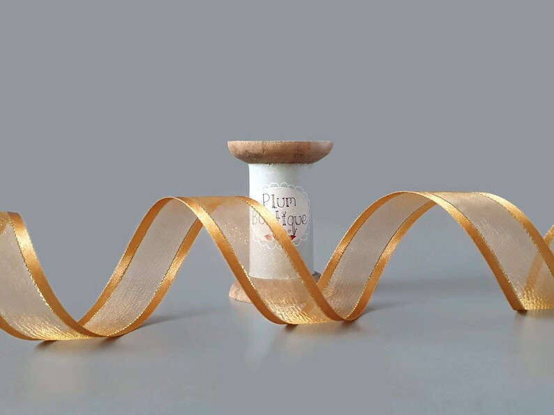 Gold Sheer Ribbon With Satin Edge and Metallic Gold Stripe - Etsy