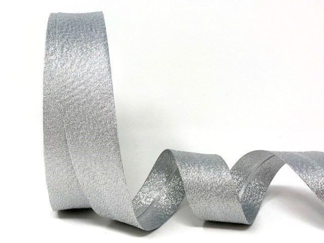 Metallic Silver Lamé Bias Binding, 30mm (1 3/16in) Wide *sold per Metre ...