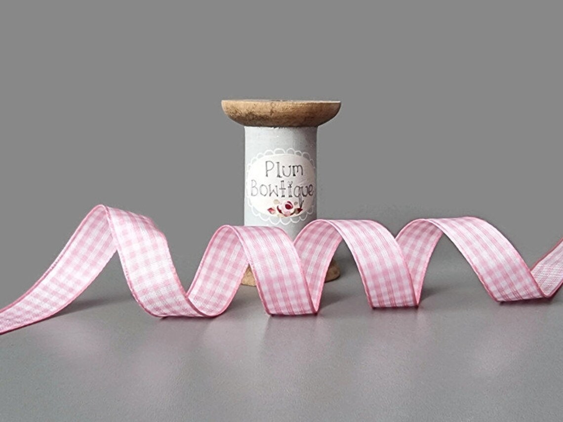 Pale Pink & White Traditional Gingham Ribbon 15mm 9/16in - Etsy