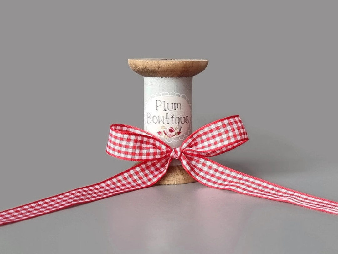 Red & White Traditional Gingham Ribbon, 15mm (9/16in) Wide *sold per ...