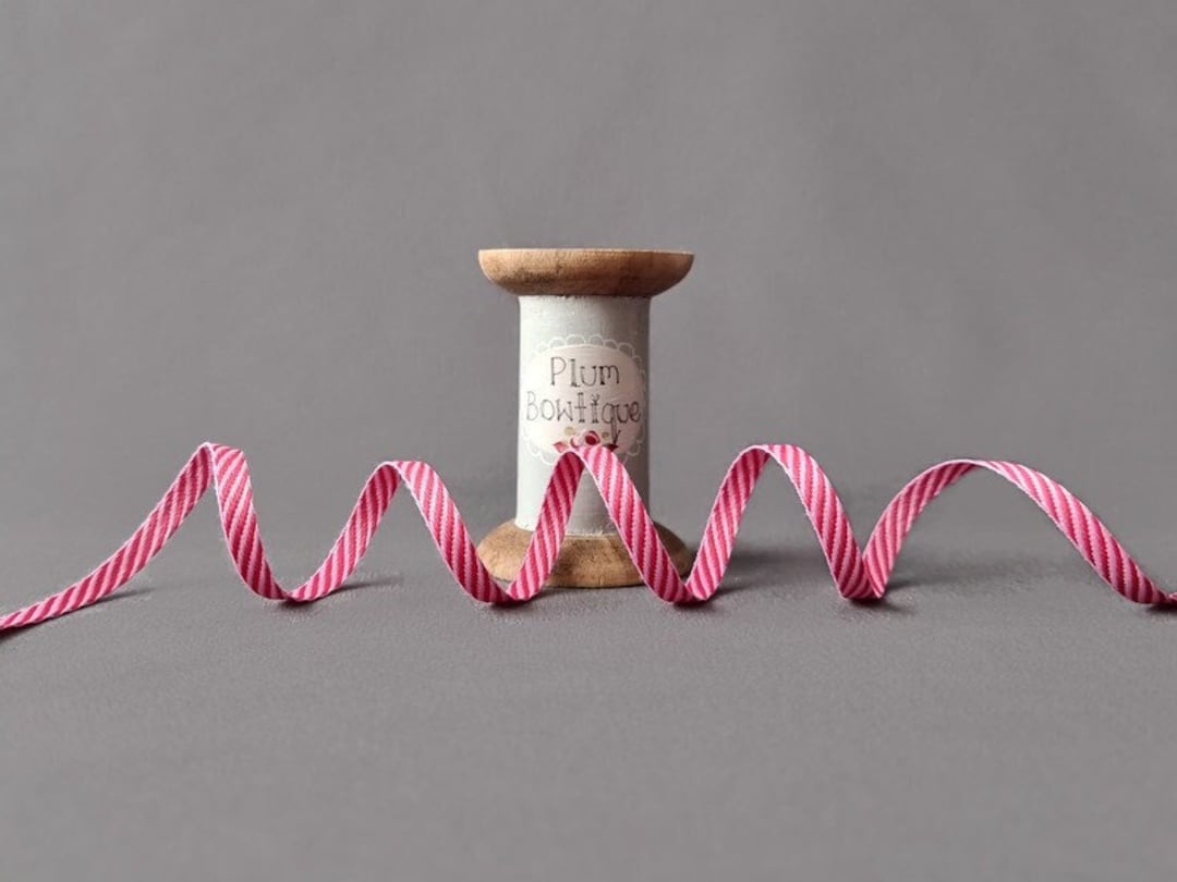 Cerise & Candy Pink "anglesey" Diagonal Stripe Woven Ribbon, 6mm (7 ...