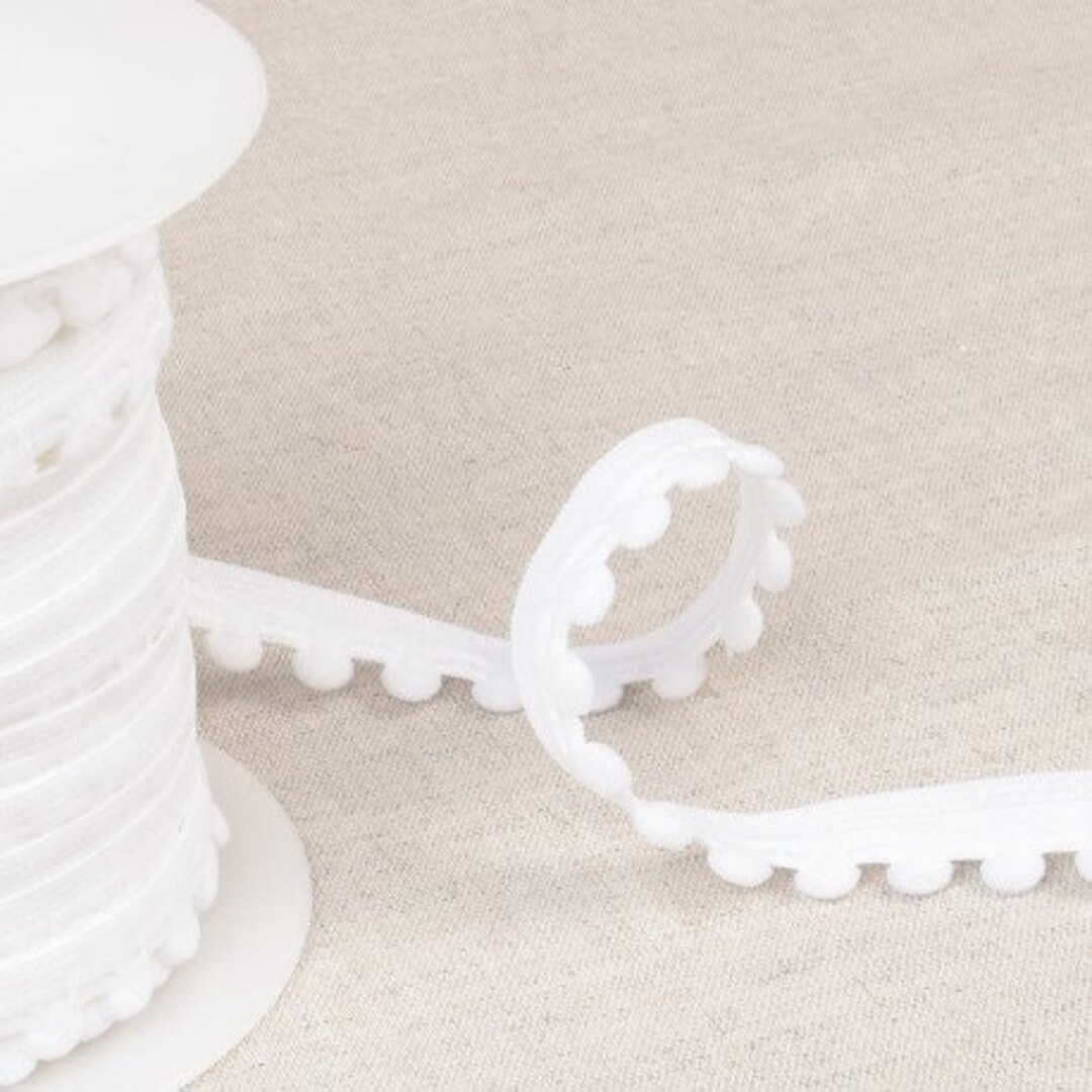 White S-T-R-E-T-C-H-Y Mini Pom Pom Trim, 5mm (3/16in) Diameter *per 1 ...