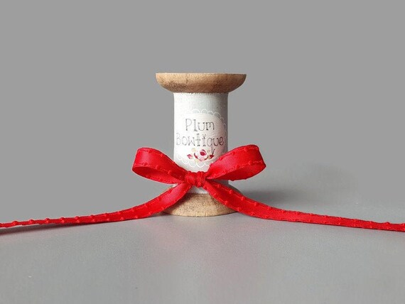 Red Knotted Edge Dobby Spot Satin Ribbon 10mm 3/8in wide | Etsy