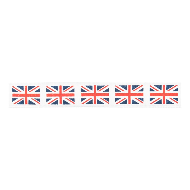 Union Jack Flags on White Satin Ribbon, 20mm (3/4in) Wide *per 1 Metre ...
