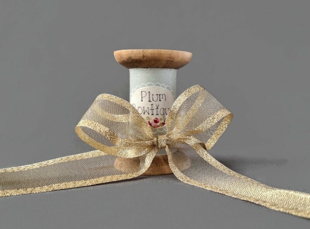 Gold Sparkle Sheer Ribbon With Bold Metallic Edges, 25mm (1in) Wide ...